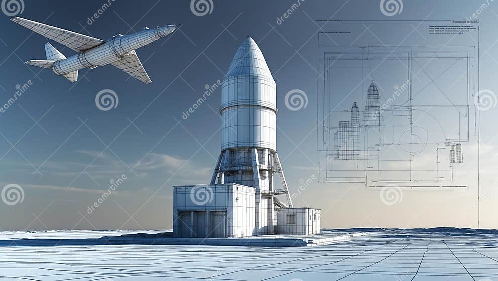 3d Wireframe Render of a Missile Silo Architecture Abs Ai Generated ...