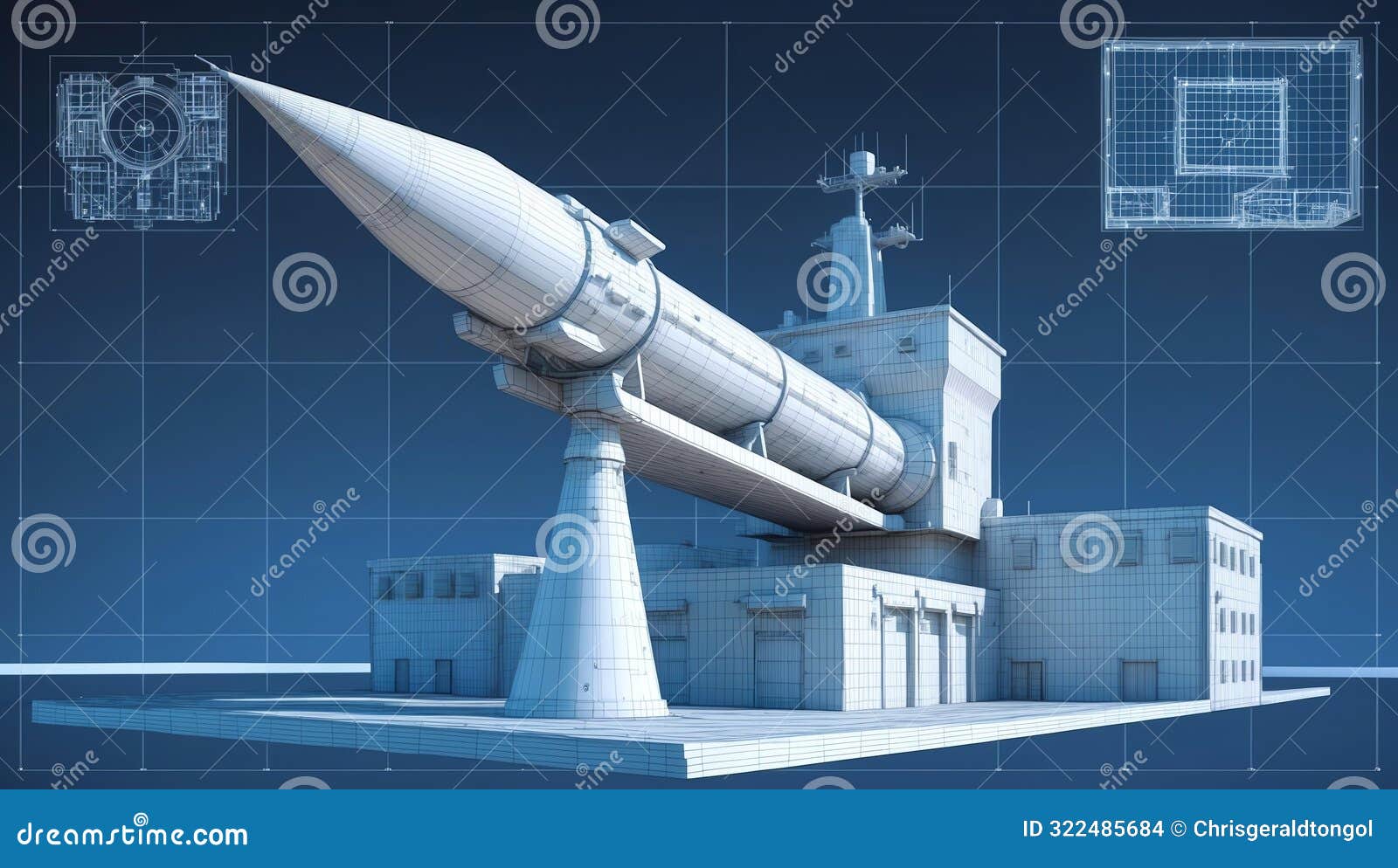 3d Wireframe Render of a Missile Silo Architecture Abs Ai Generated ...