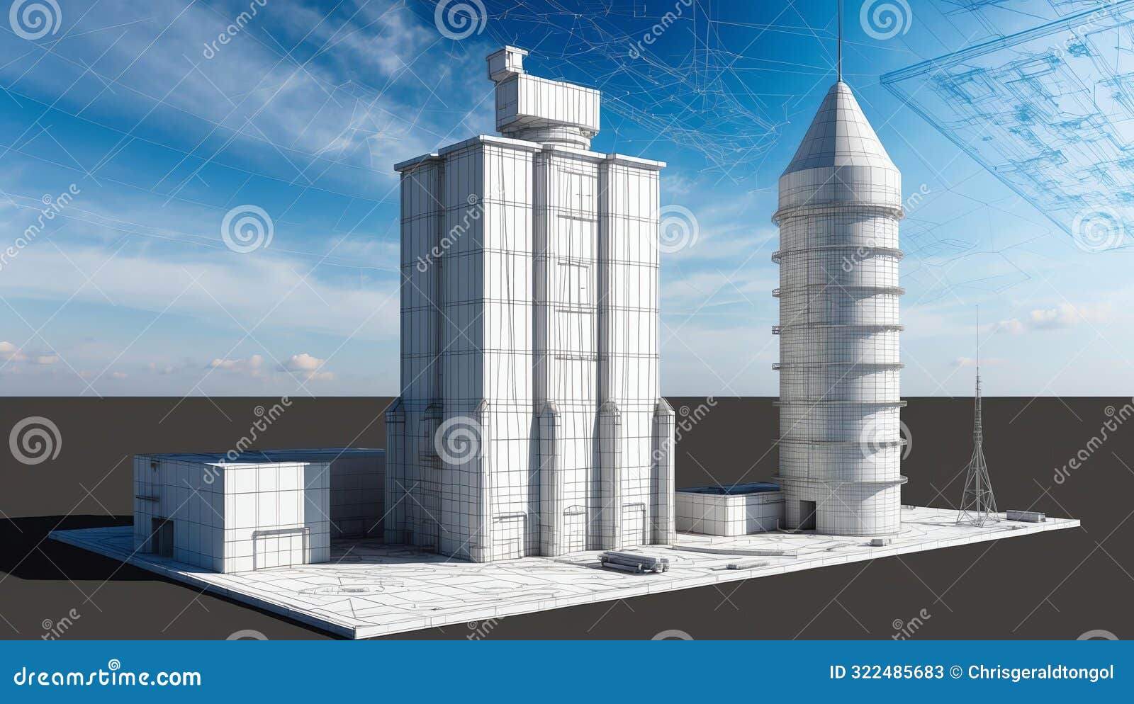 3d Wireframe Render Of A Missile Silo Architecture Abs Ai Generated ...