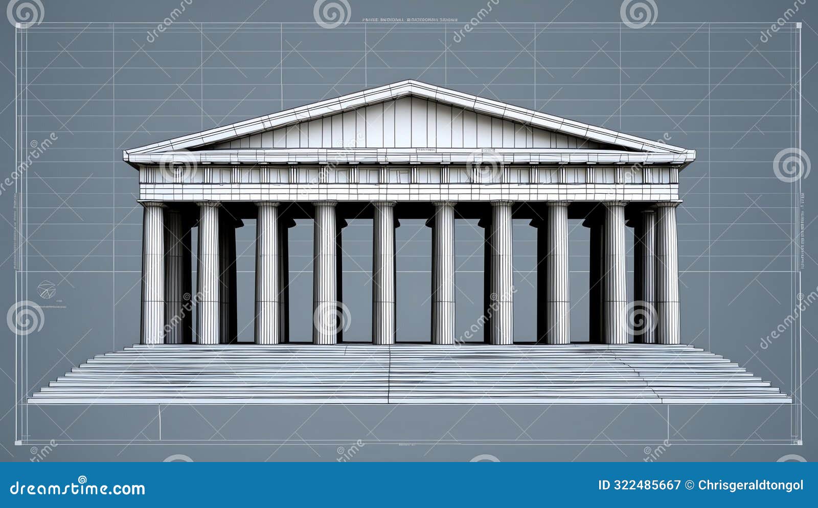 3d Wireframe Render Of A Monument Architecture Abstrac Ai Generated ...