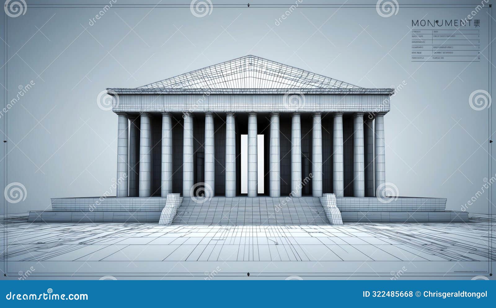 3d Wireframe Render Of A Monument Architecture Abstrac Ai Generated ...