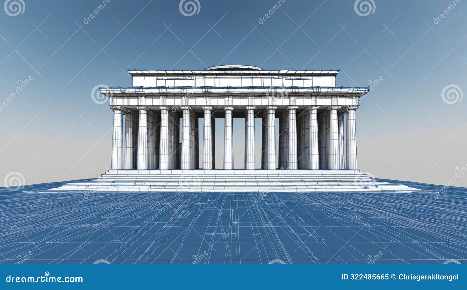 3d Wireframe Render Of A Monument Architecture Abstrac Ai Generated ...