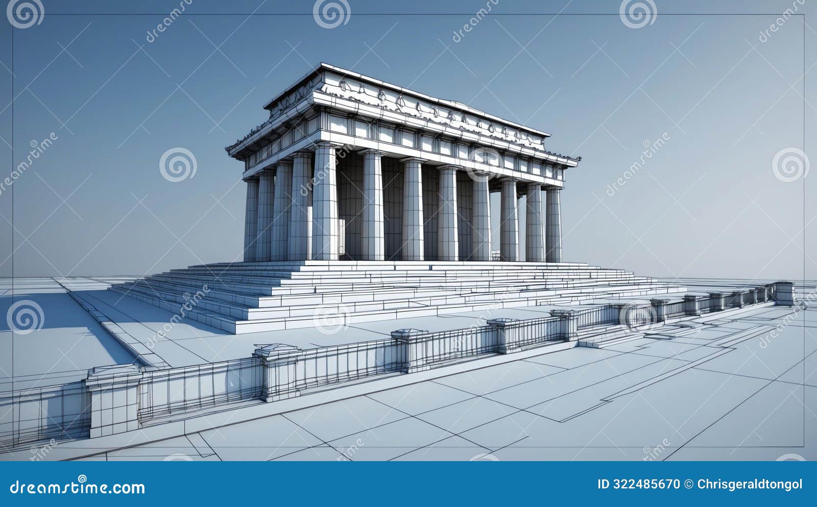 3d Wireframe Render of a Monument Architecture Abstrac Ai Generated ...