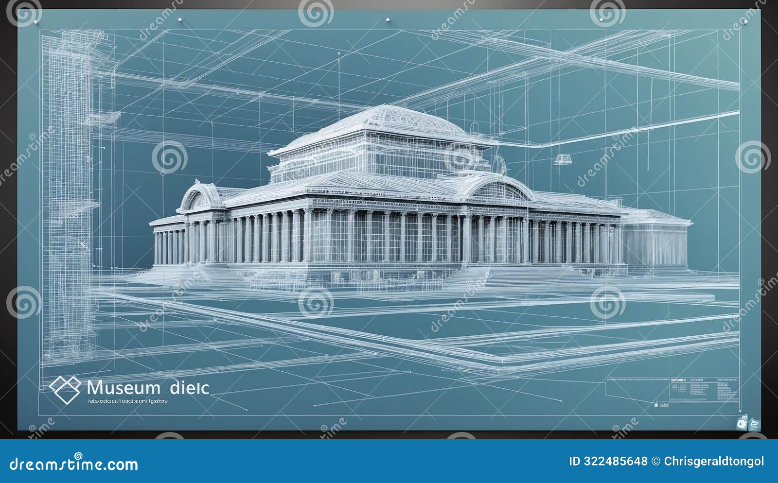 3d Wireframe Render of a Museum Architecture Abstract Ai Generated ...