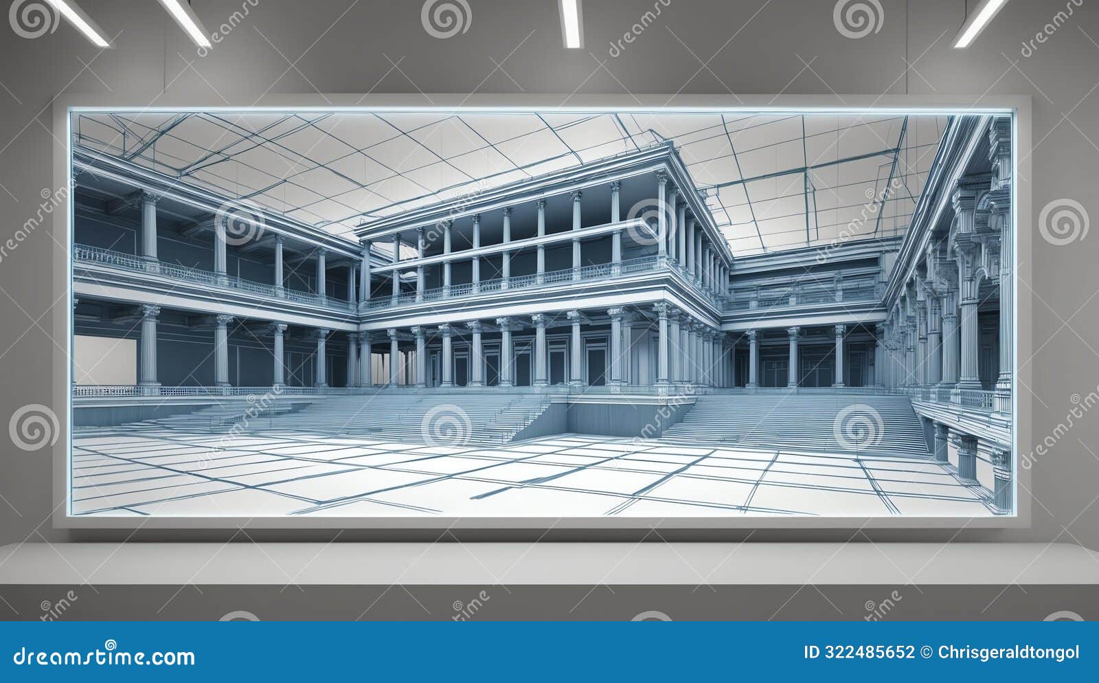 3d Wireframe Render of a Museum Architecture Abstract Ai Generated ...
