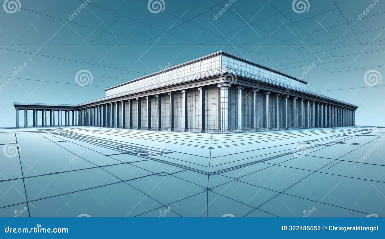 3d Wireframe Render of a Museum Architecture Abstract Ai Generated ...