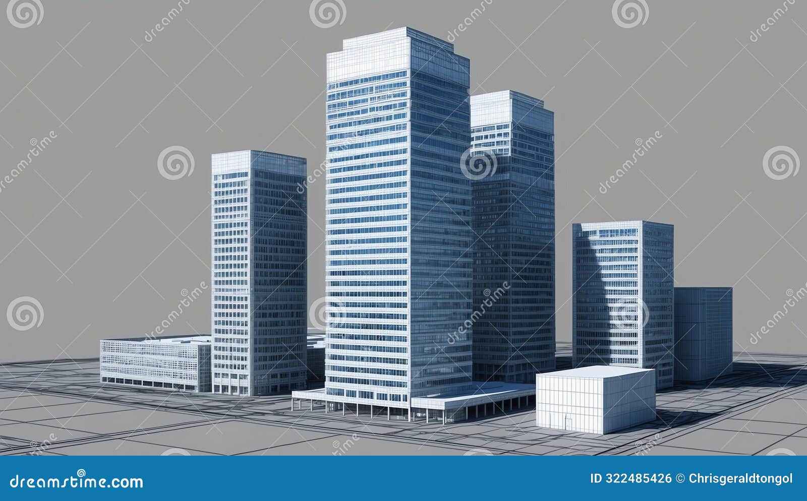 3d Wireframe Render of an Office Towers Architecture a Ai Generated ...