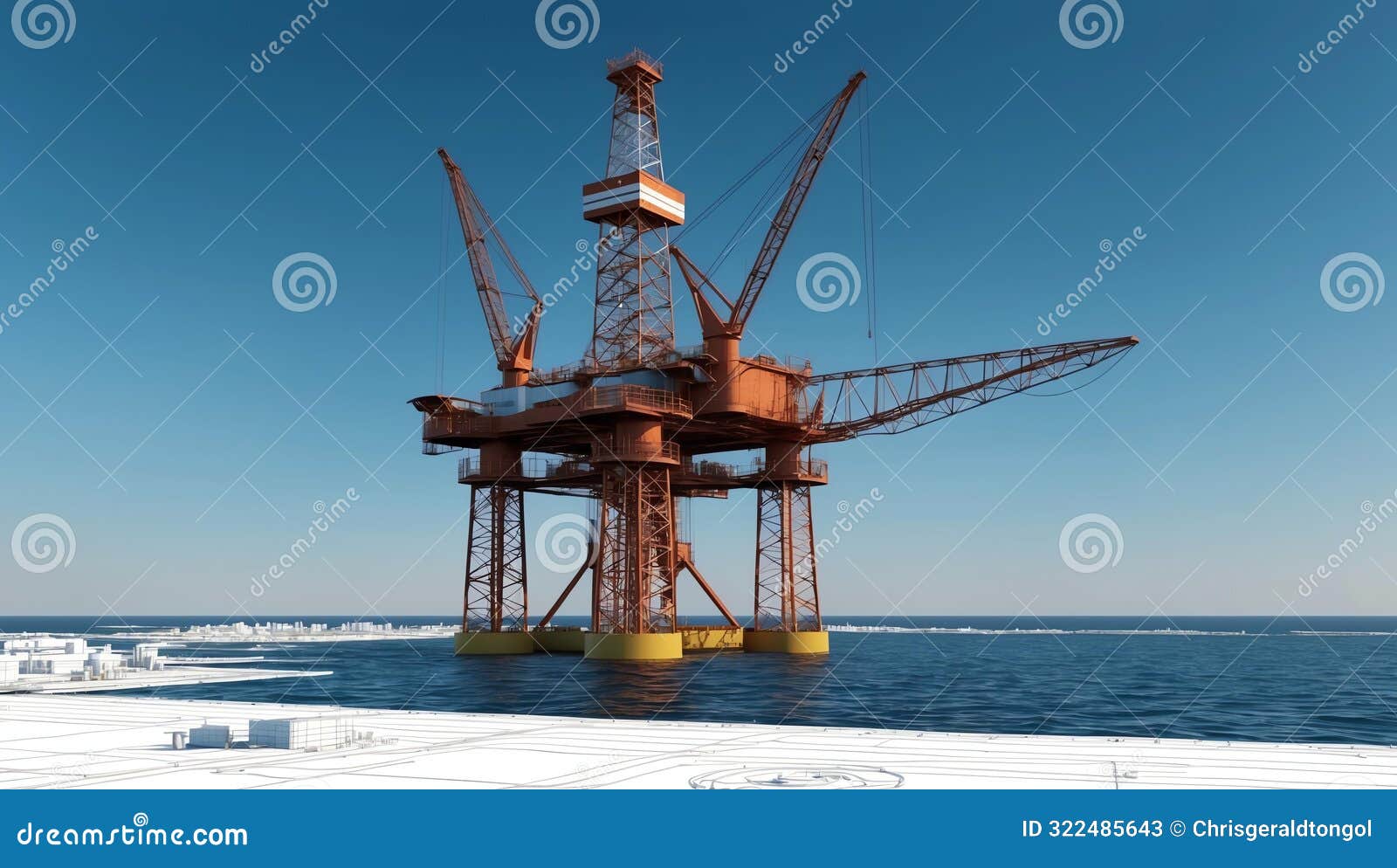3d Wireframe Render of a Oil Rig Architecture Abstract Ai Generated ...