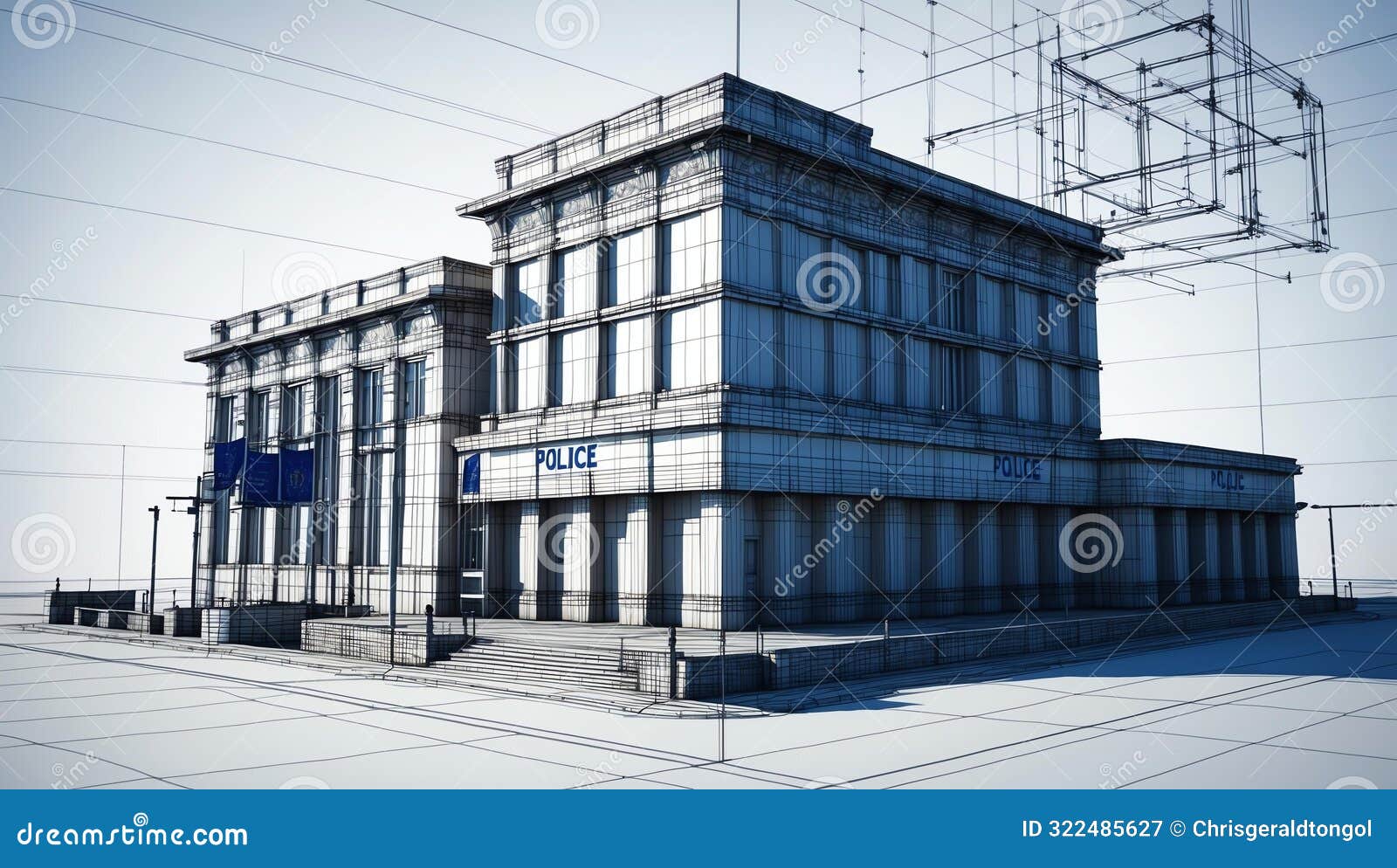 3d Wireframe Render Of A Convention Center Architectur Ai Generated ...