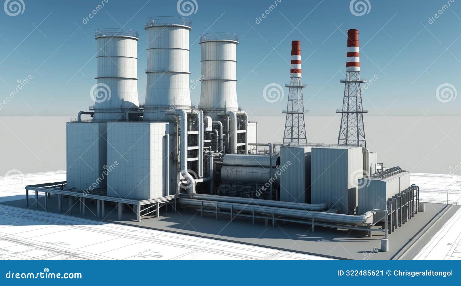 3d Wireframe Render of a Power Plant Architecture Abst Ai Generated ...