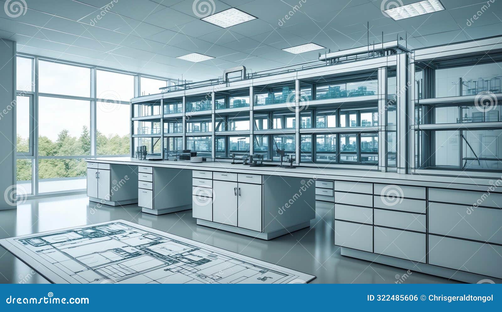 3d Wireframe Render of a Research Laboratories Archite Ai Generated ...