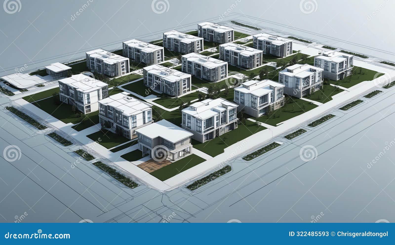 3d Wireframe Render of a Residential Community Archite Ai Generated ...