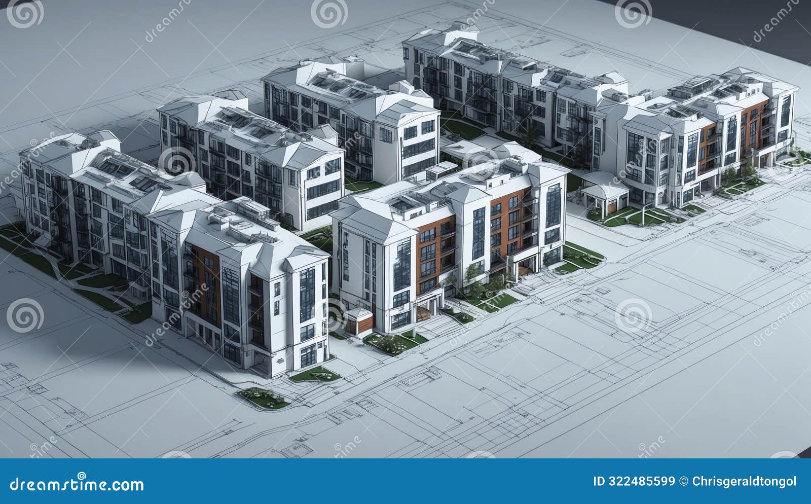 3d Wireframe Render of a Residential Community Archite Ai Generated ...