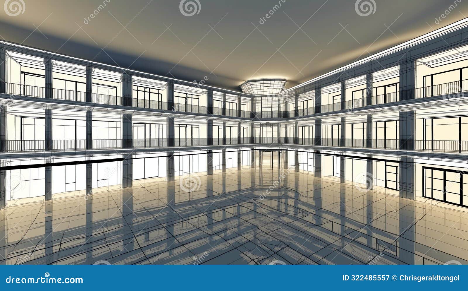 3d Wireframe Render of a Shopping Malls Architecture a Ai Generated ...