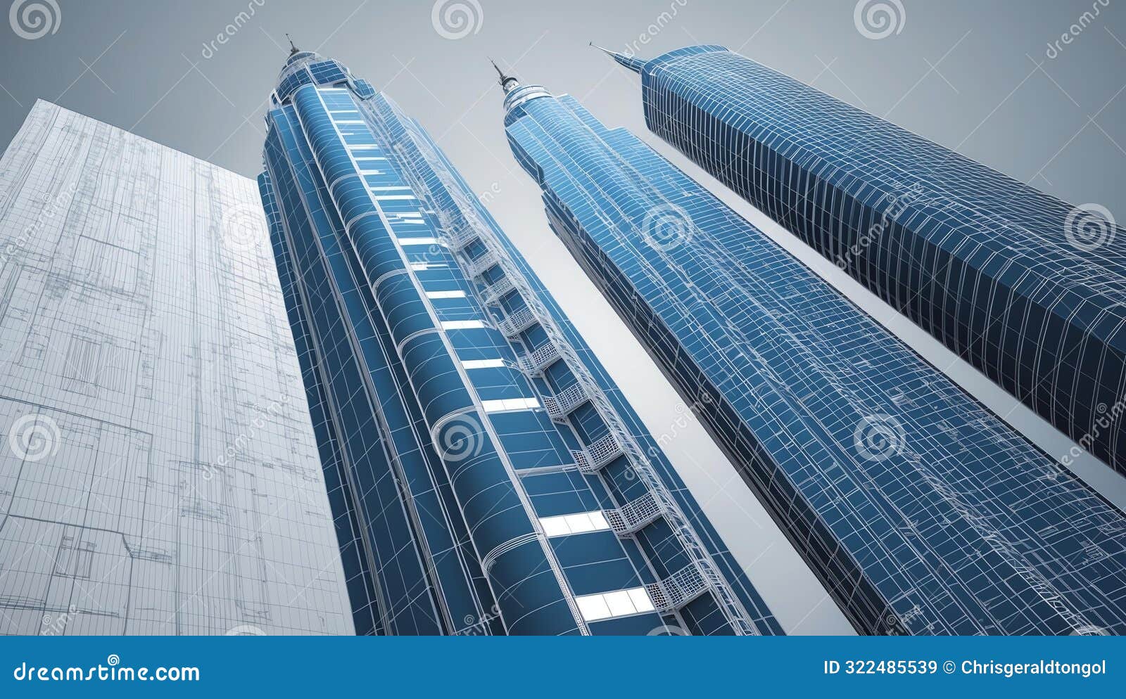 3d Wireframe Render of a Skyscraper Architecture Abstr Ai Generated ...