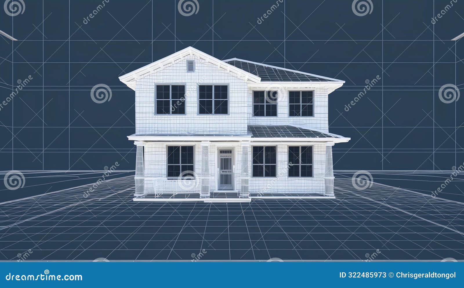 3d Wireframe Render of a 2storey House Architecture Ab Ai Generated ...