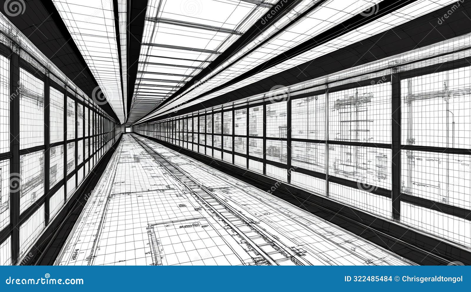 3d Wireframe Render of a Subway Architecture Abstract Ai Generated ...