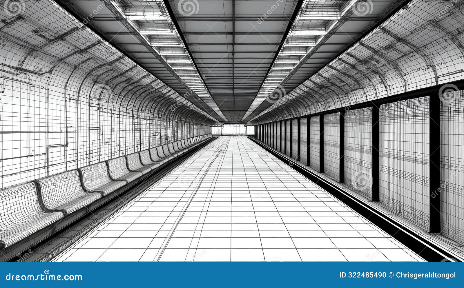 3d Wireframe Render of a Subway Architecture Abstract Ai Generated ...