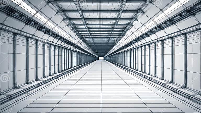 3d Wireframe Render of a Subway Architecture Abstract Ai Generated ...