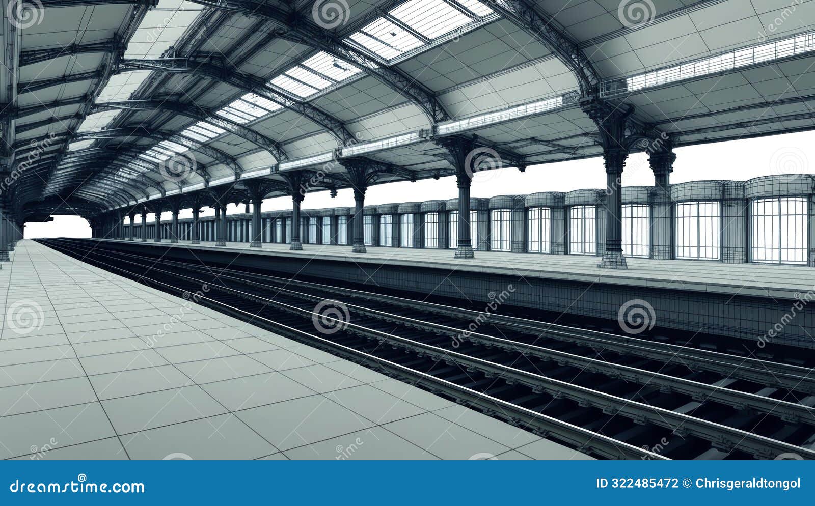 3d Wireframe Render of a Train Station Architecture Ab Ai Generated ...