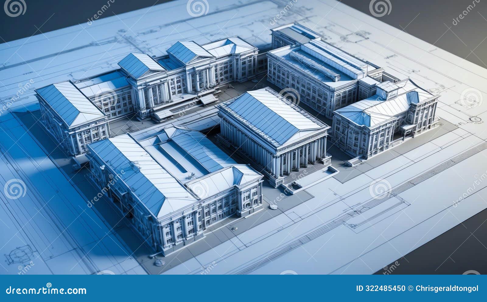 3d Wireframe Render of a University Architecture Abstr Ai Generated ...