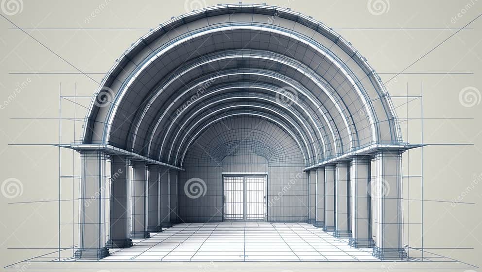 3d Wireframe Render of a Vault Architecture Abstract B Ai Generated ...