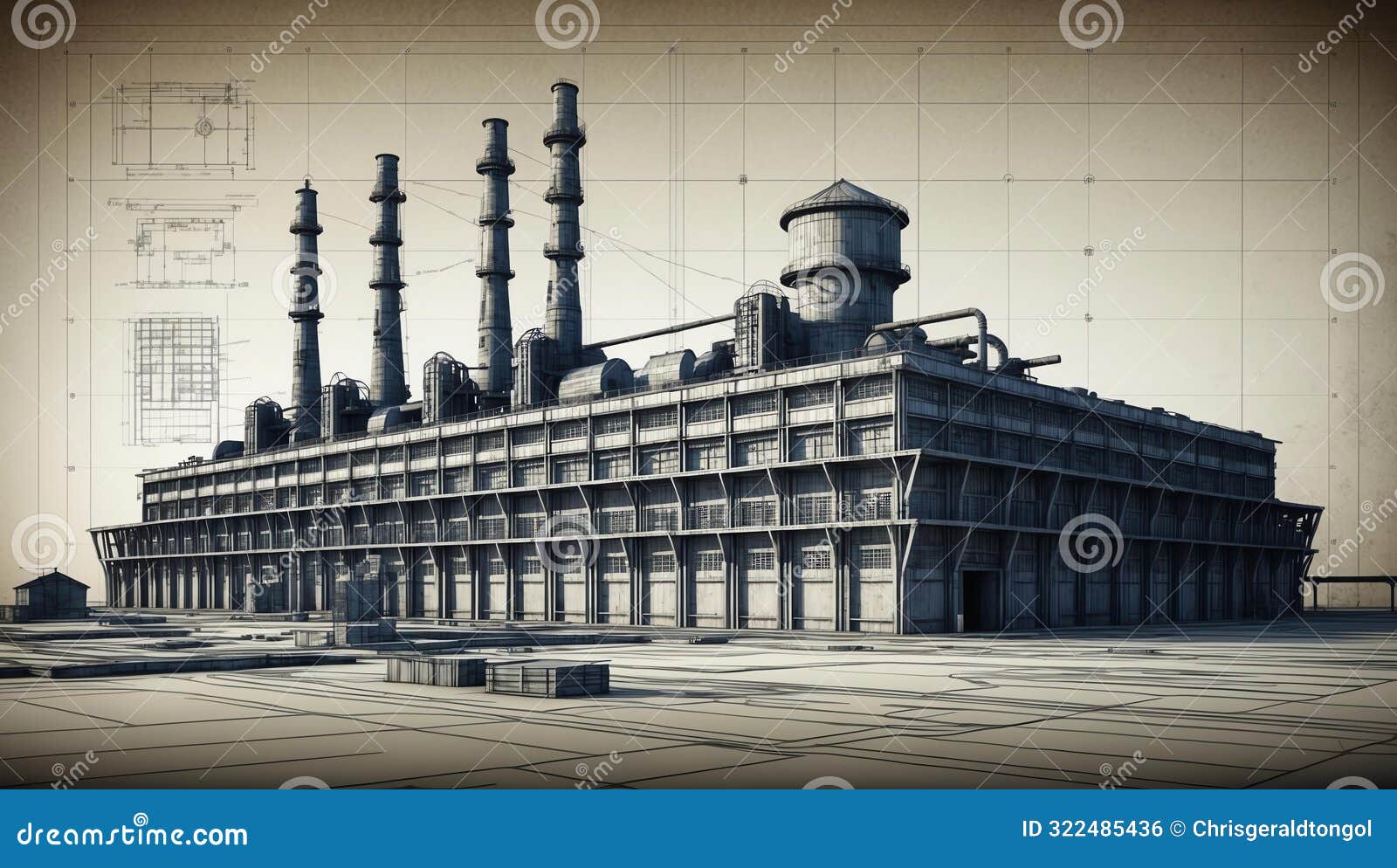 3d Wireframe Render of a War Factory Architecture Abst Ai Generated ...