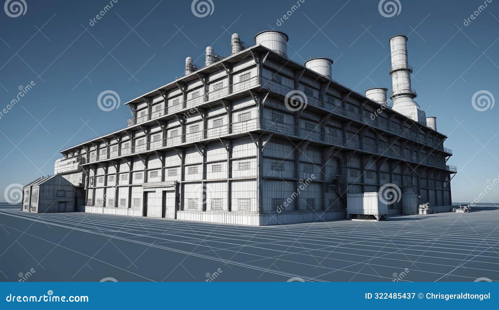 3d Wireframe Render Of A War Factory Architecture Abst Ai Generated ...