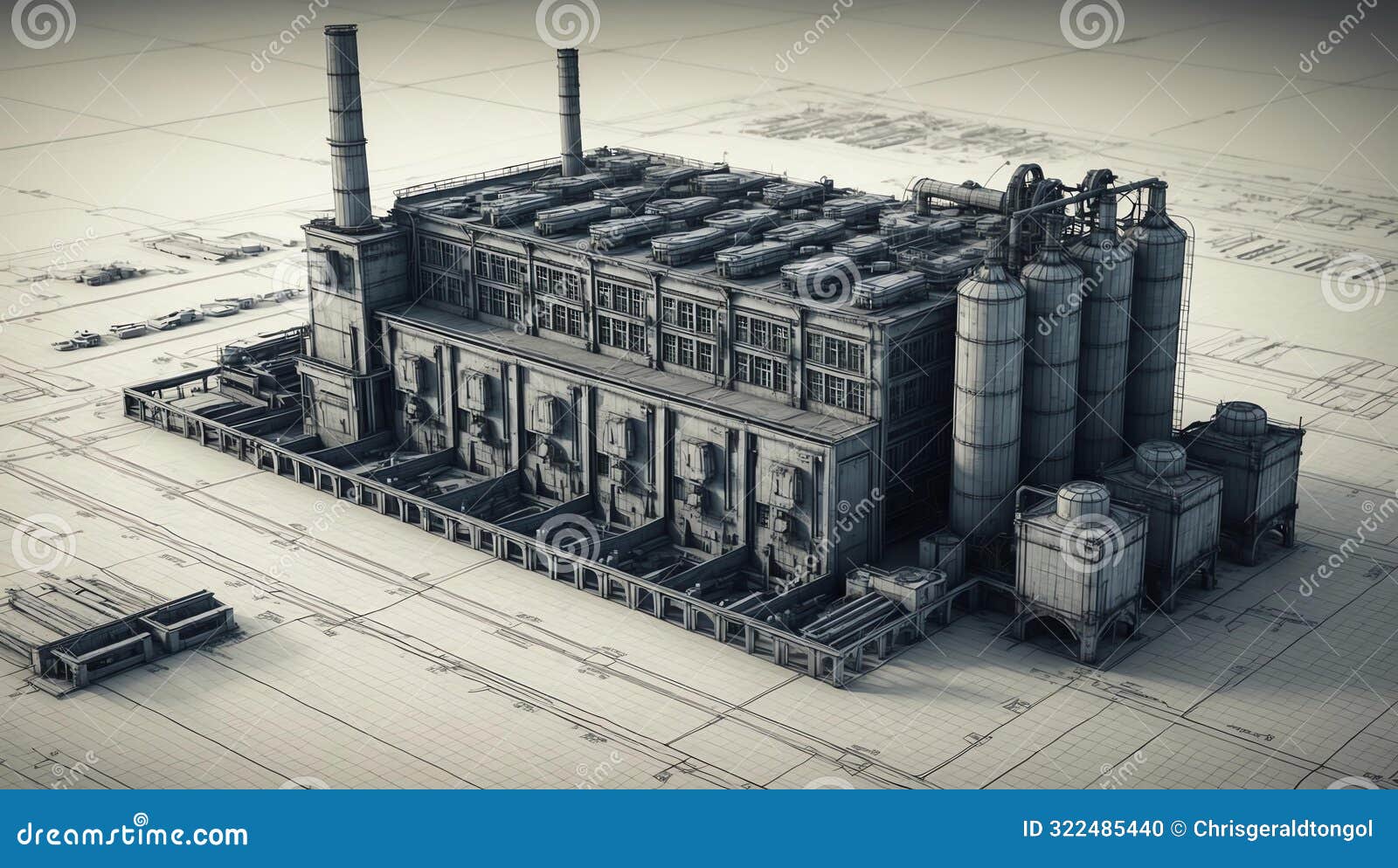3d Wireframe Render of a War Factory Architecture Abst Ai Generated ...