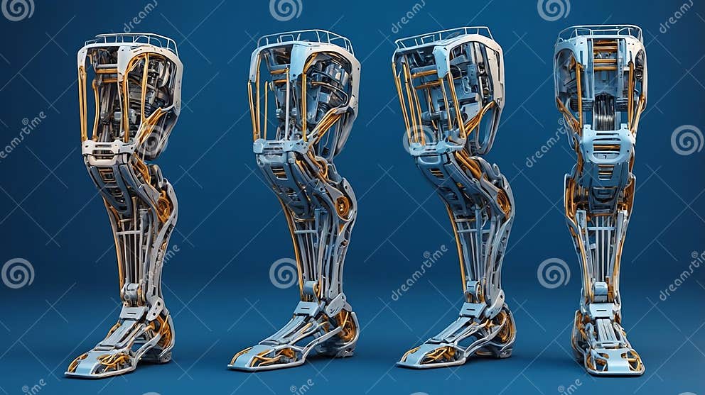 3d Wireframe of a Robotic Leg Isolated on Blue Backgro Ai Generated ...