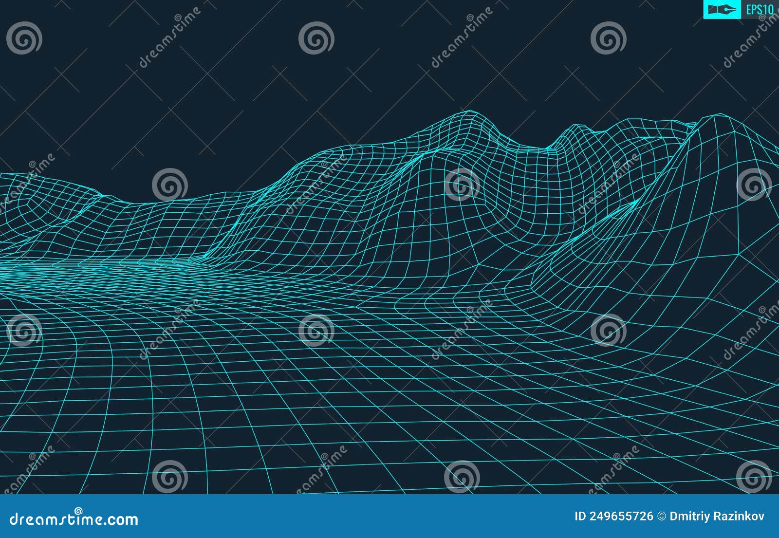 3D Wireframe Terrain Wide Angle EPS10 Vector Stock Vector ...