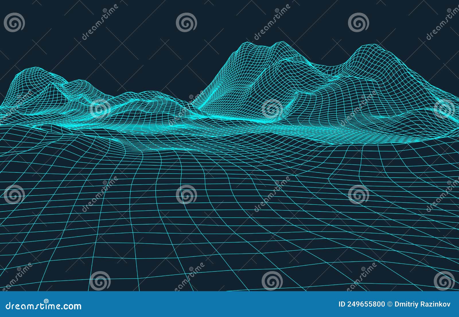 3D Wireframe Terrain Wide Angle EPS10 Vector Stock Illustration ...