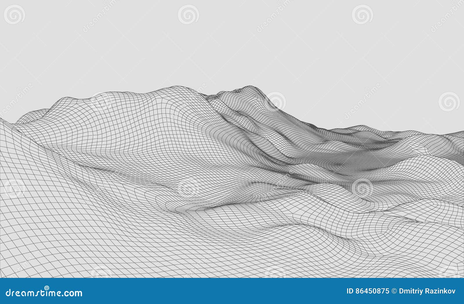 3D Wireframe Terrain Wide Angle EPS10 Vector Stock Vector ...
