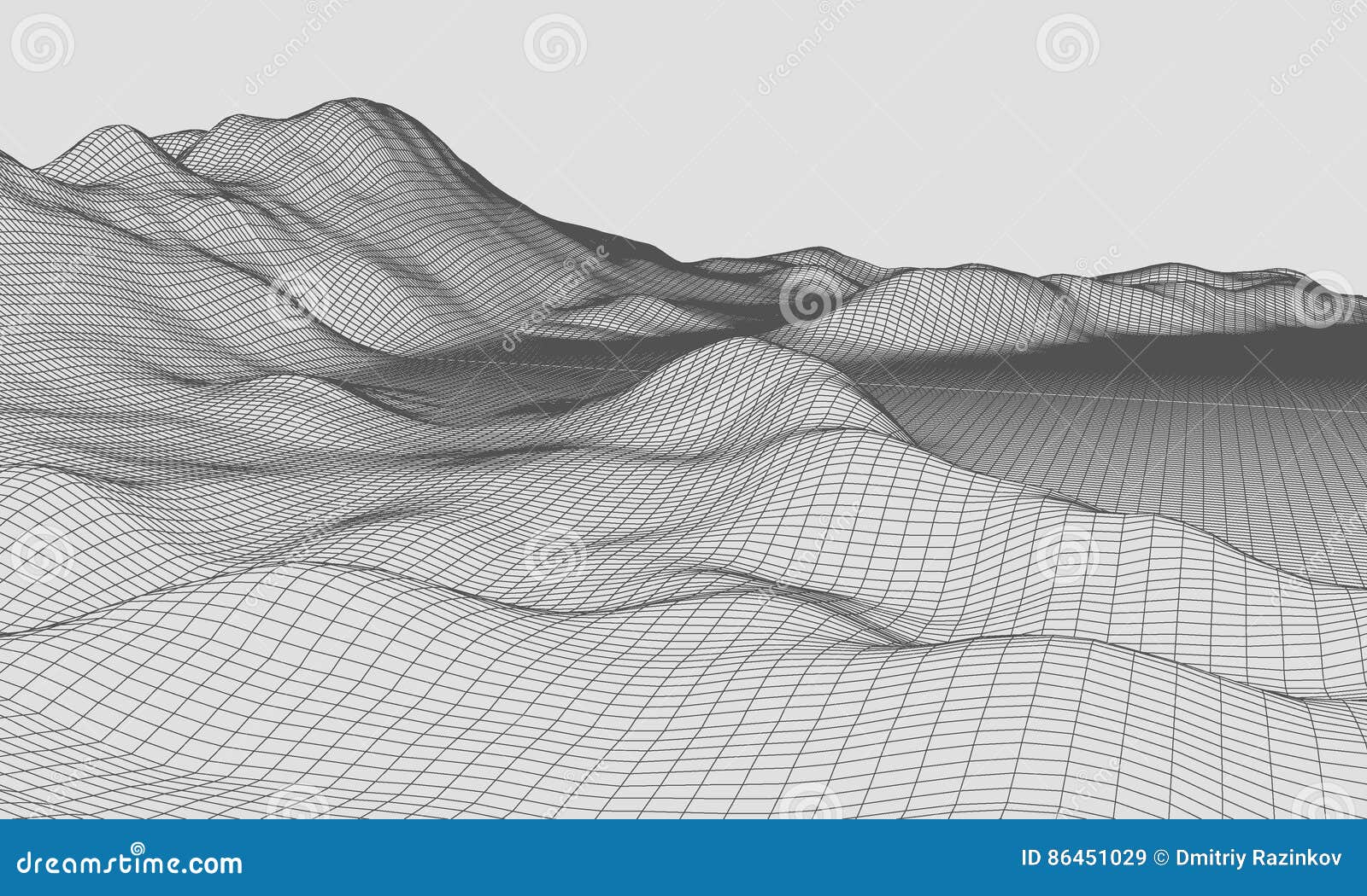 3D Wireframe Terrain Wide Angle EPS10 Vector Stock Vector ...