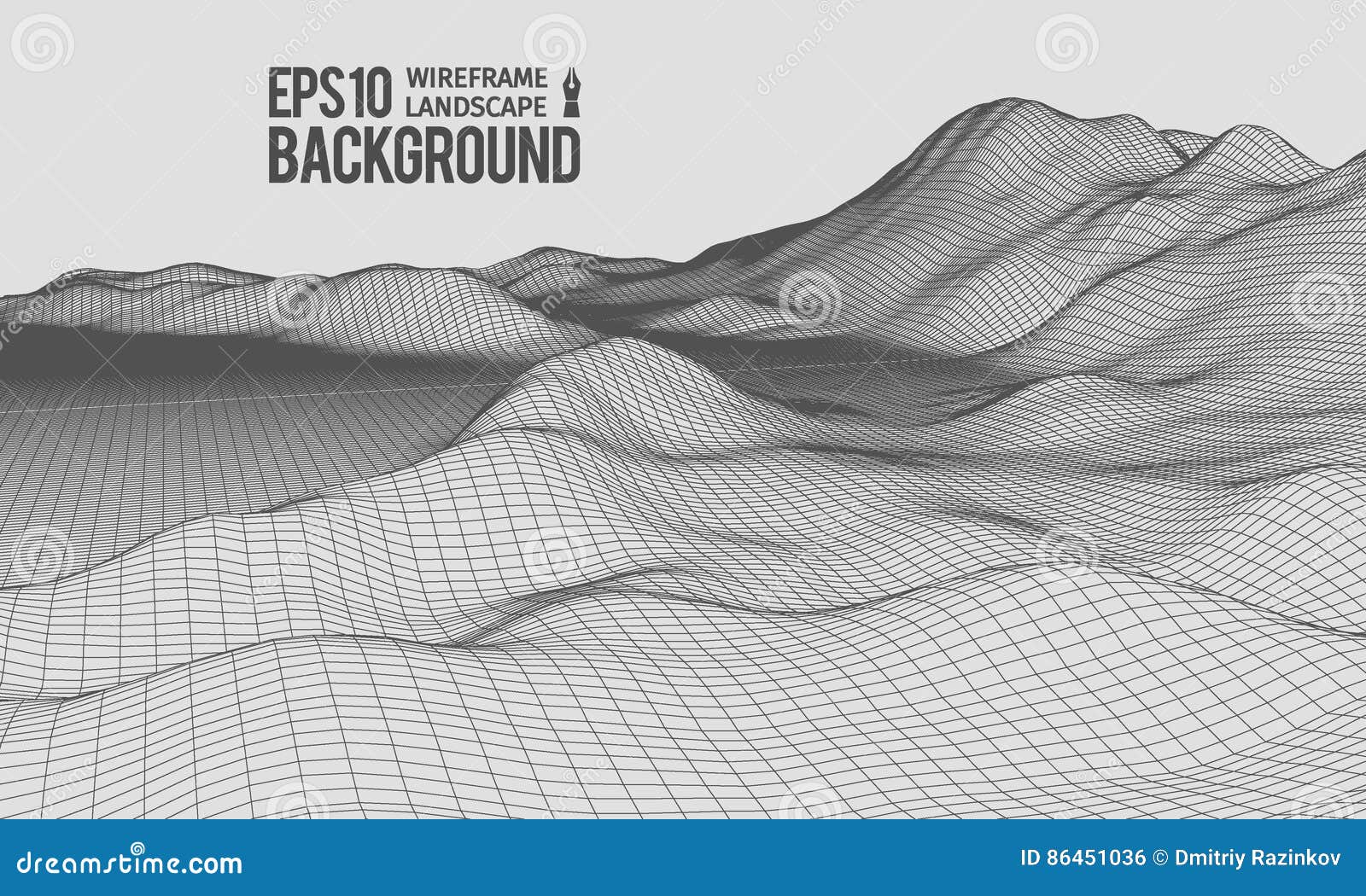 3D Wireframe Terrain Wide Angle EPS10 Vector Stock Vector ...