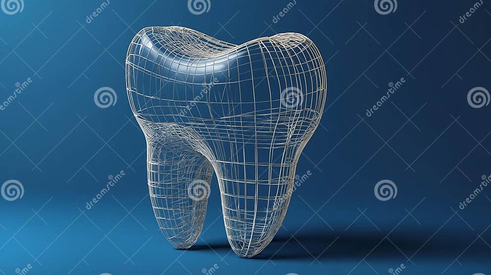 3d Wireframe of a Tooth Isolated on Blue Ai Generated Stock ...