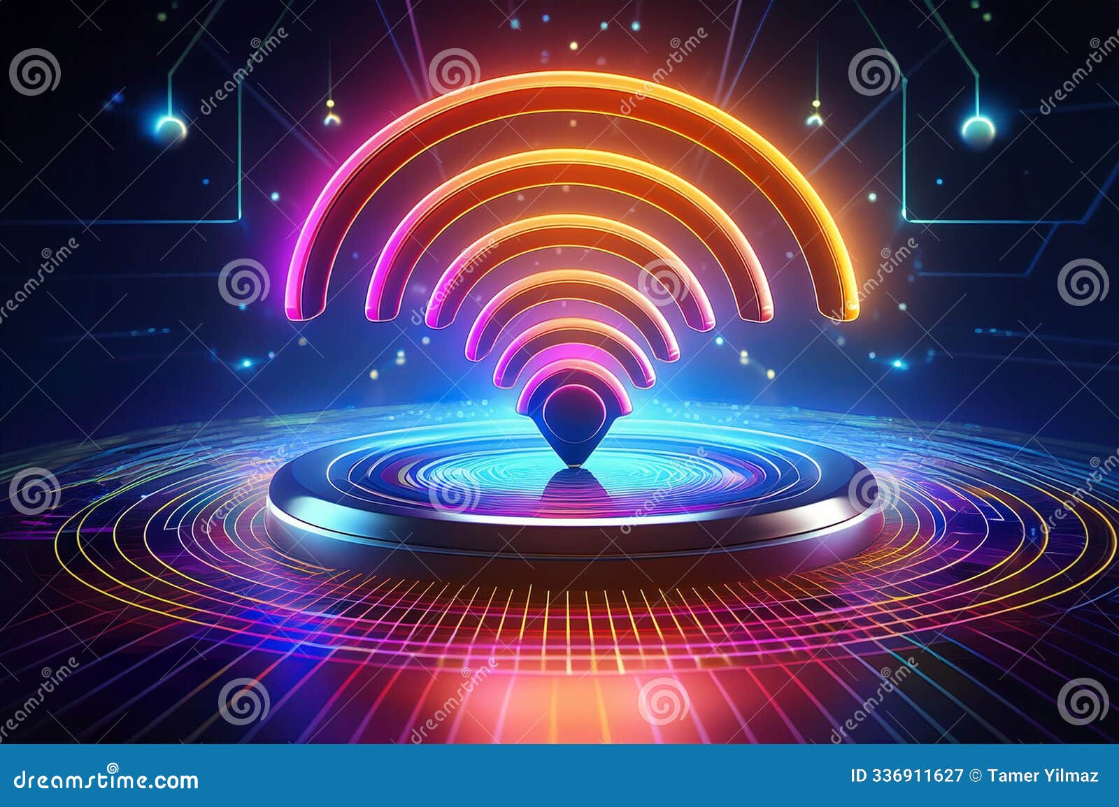 3d Wireless Connection Icon 3d Broadcast Area with Wifi. 3d Wireless ...