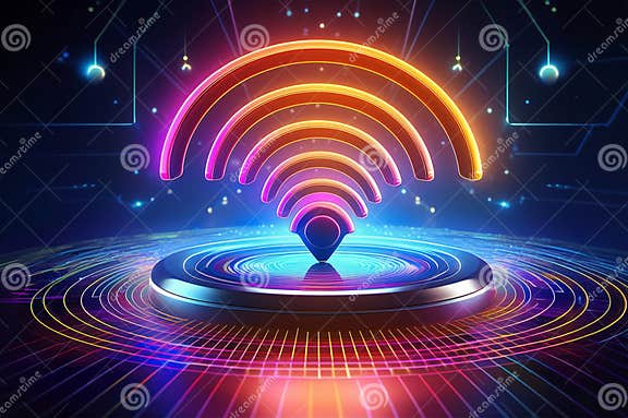 3d Wireless Connection Icon 3d Broadcast Area with Wifi. 3d Wireless ...