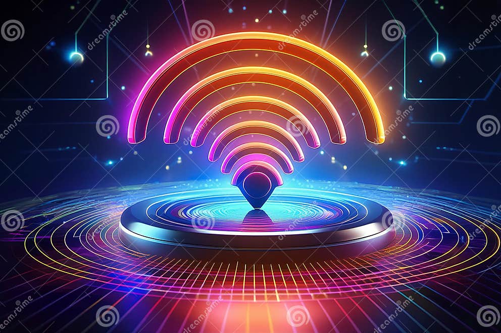 3d Wireless Connection Icon 3d Broadcast Area with Wifi. 3d Wireless ...