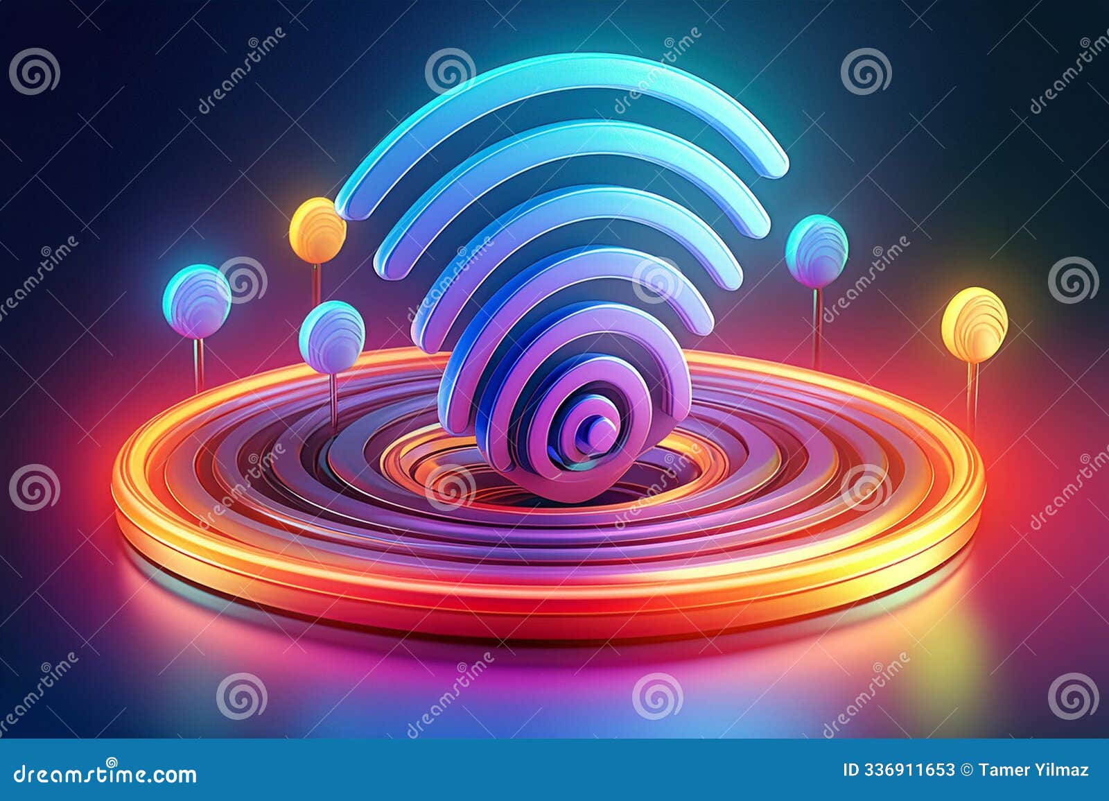 3d Wireless Connection Icon 3d Broadcast Area with Wifi. 3d Wireless ...