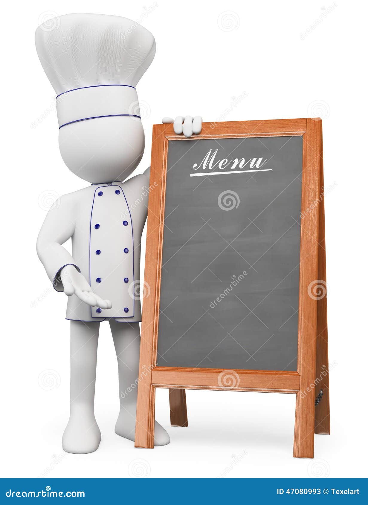 3d Witte Mensen Chef-kok Met Een Spatie Van Menu Stock Illustratie ...