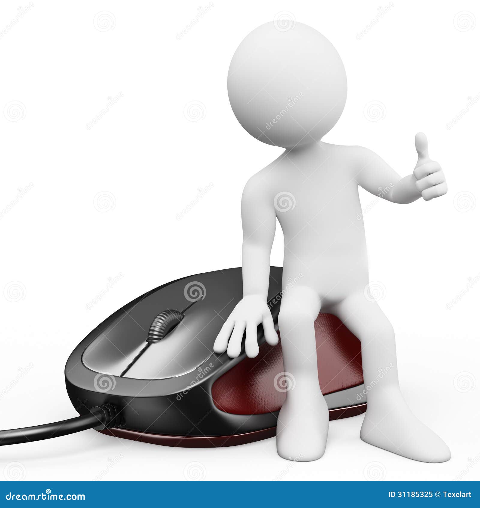 3D Witte Mensen. Computermuis Stock Illustratie - Illustration of ...