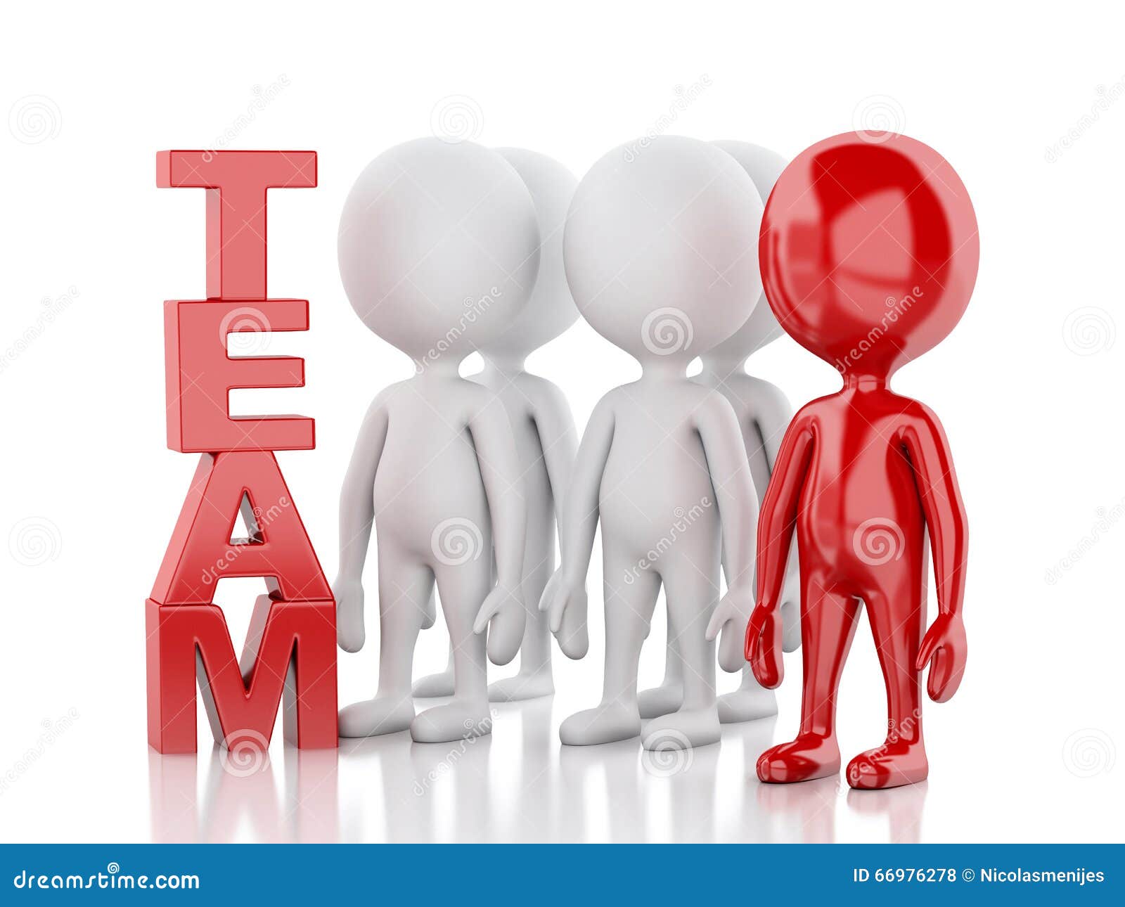 3d Witte Mensen Met De Rode Leider Het Concept Van Het Team Stock ...