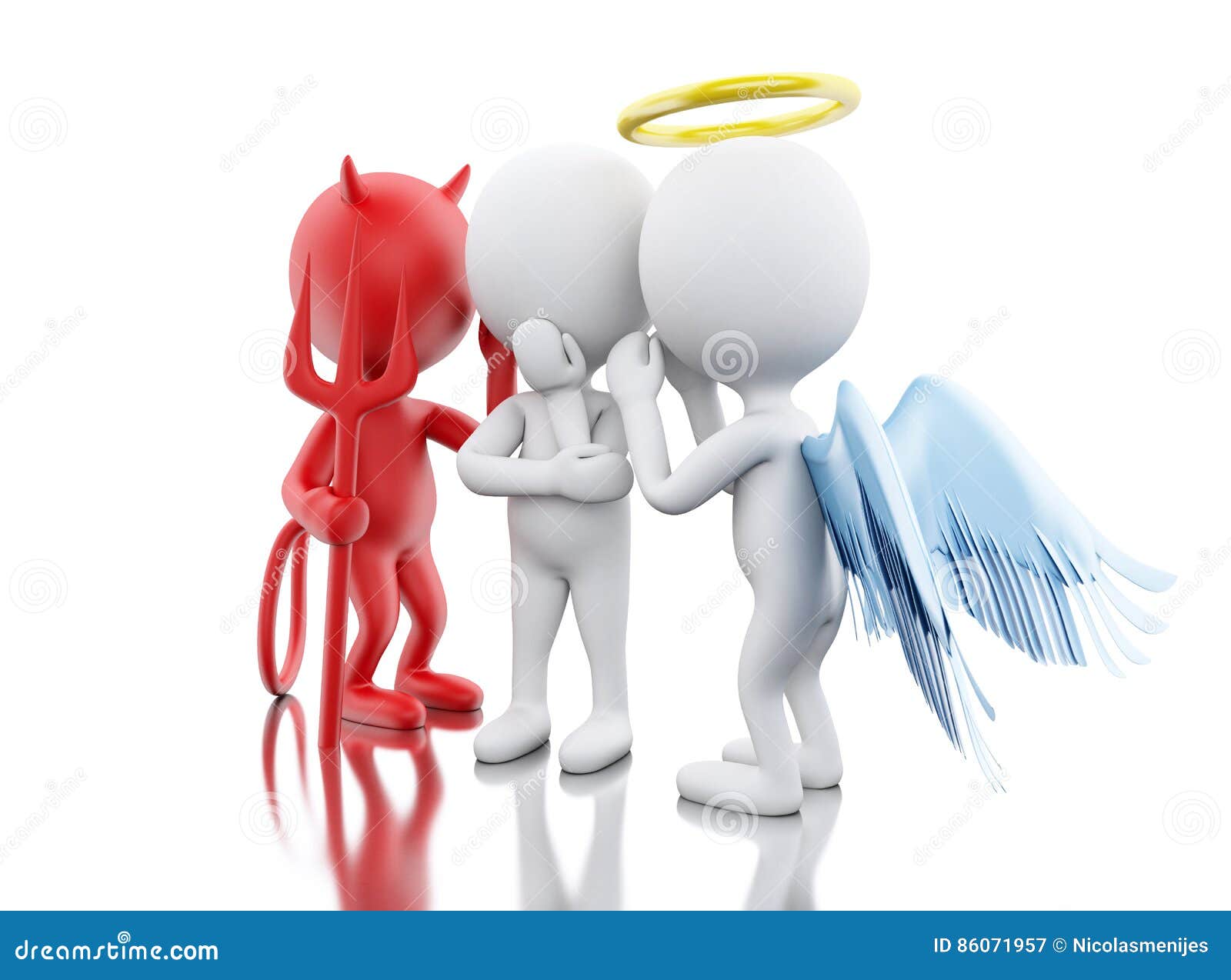 3D Witte Mensen Met Engel En Duivel Stock Illustratie - Illustration of ...