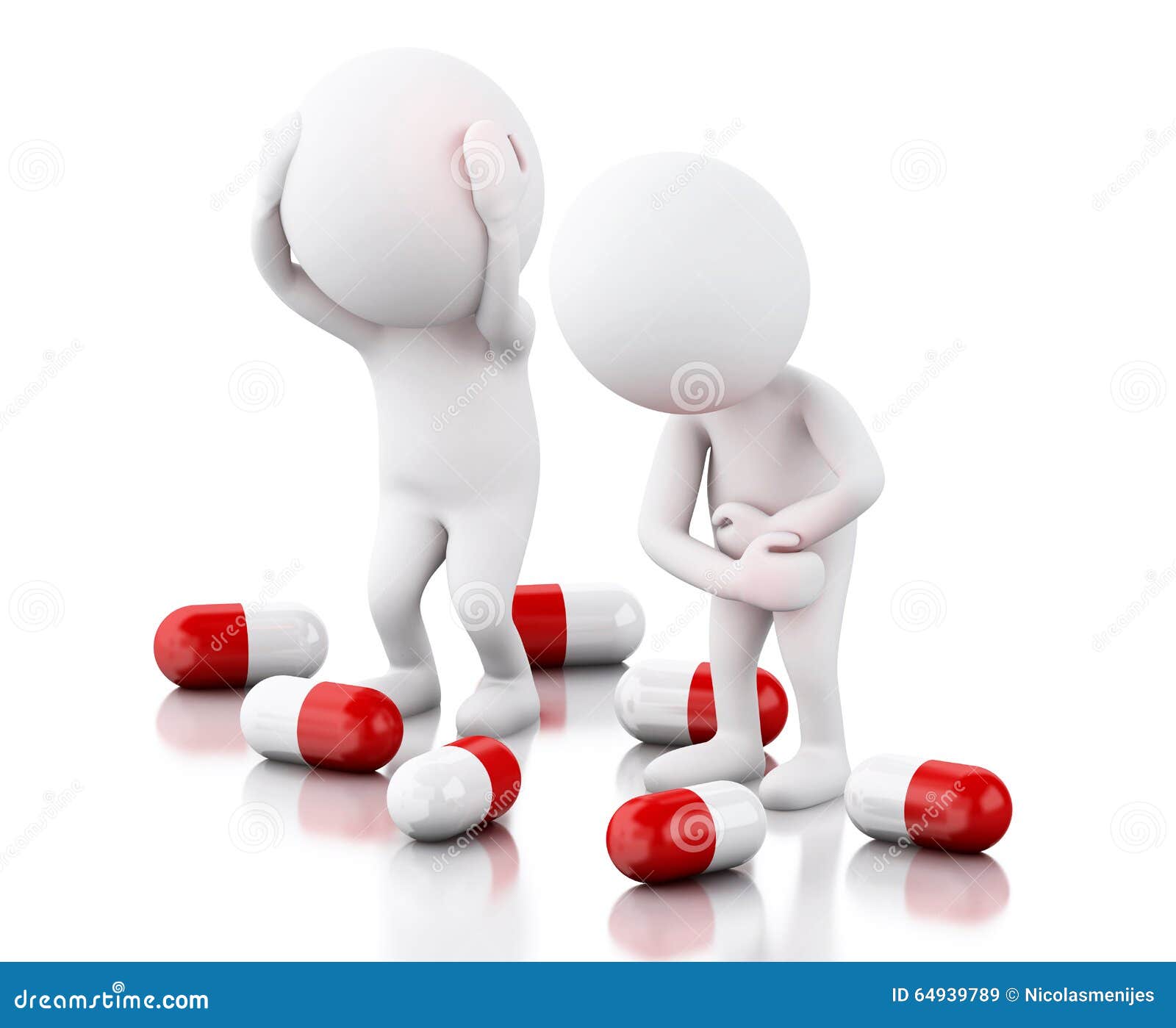 3d Witte Mensen Met Pijn Hebben Pillen Nodig Stock Illustratie ...