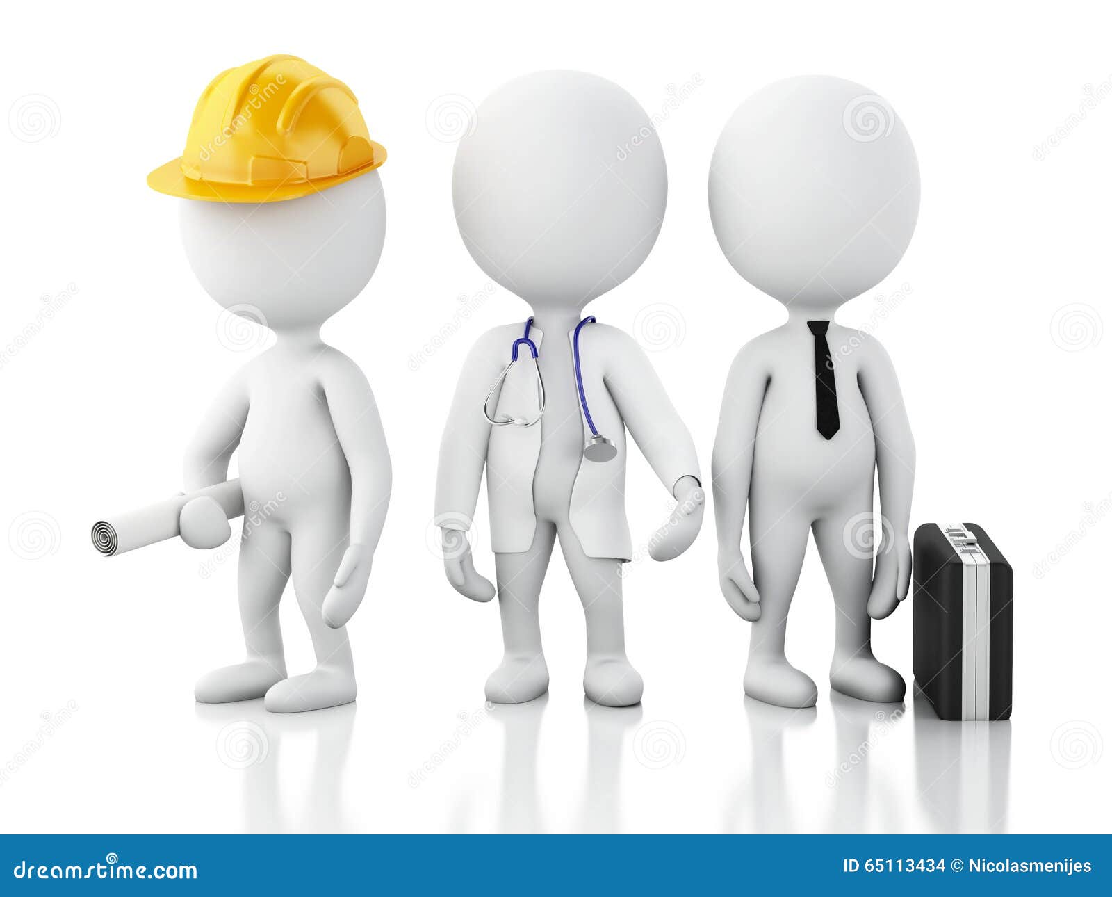 3d Witte Mensen Met Verschillende Beroepen Stock Illustratie ...