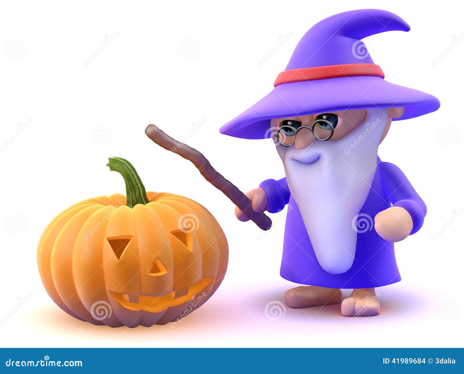 3d Wizard with Halloween Pumpkin Stock Illustration - Illustration of ...