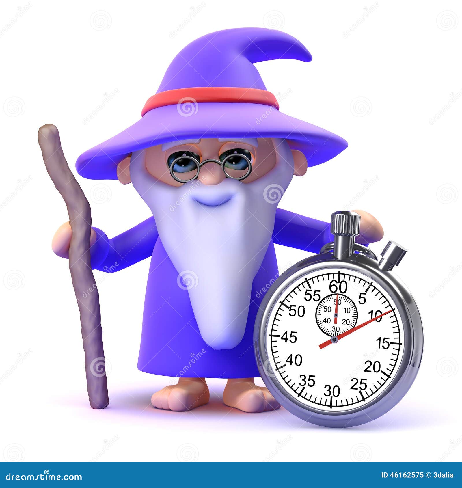 3d Wizard Has a Magical Stopwatch Stock Illustration - Illustration of ...