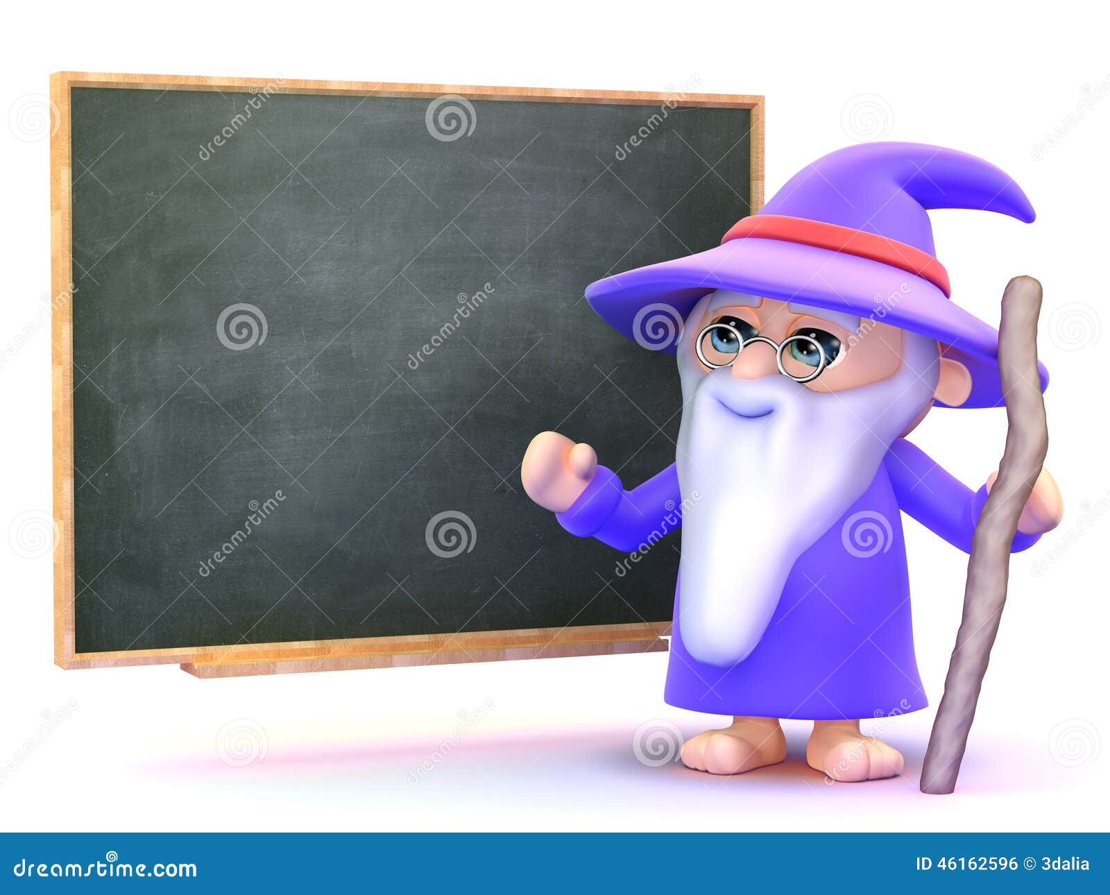 3d Wizard Teaching Magic at the Blackboard Stock Illustration ...