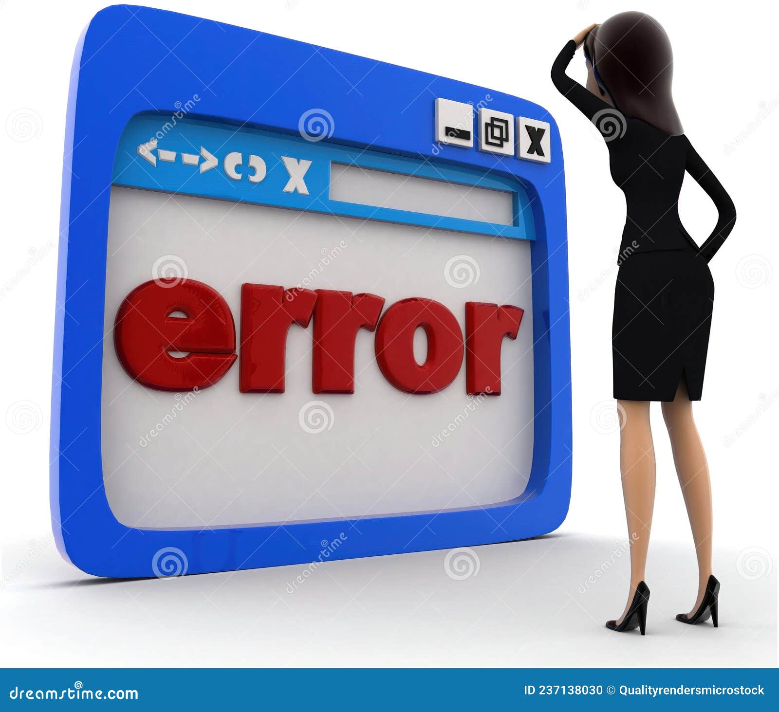 3d Woman Error on Window Explorer Concept Stock Illustration ...